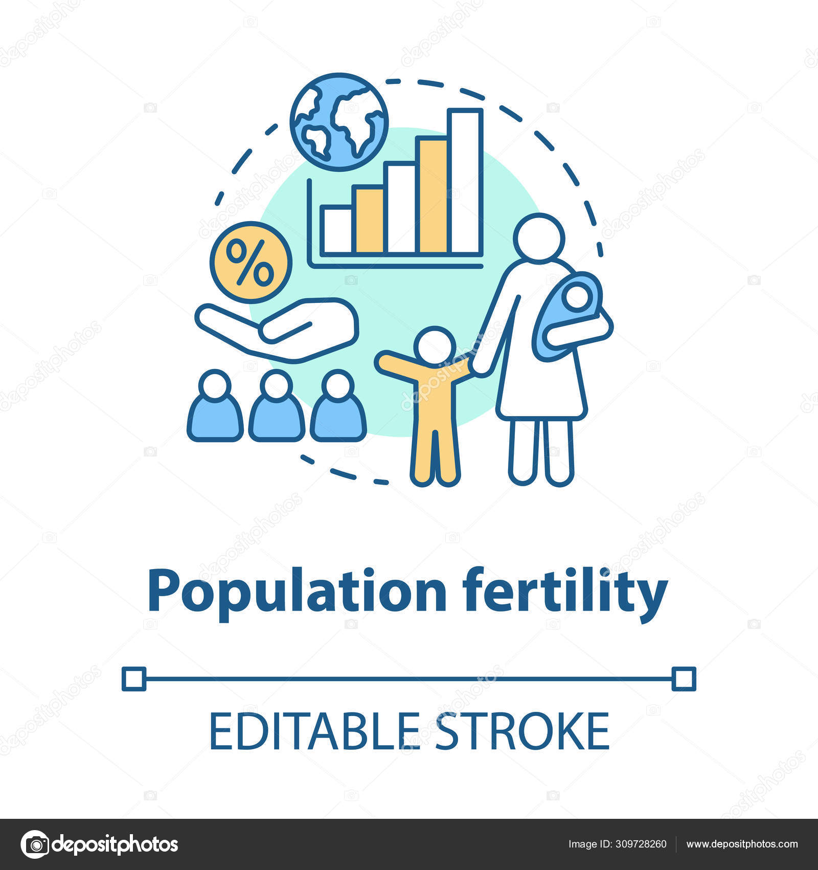 Population fertility concept icon. Birthrate idea thin line ...
