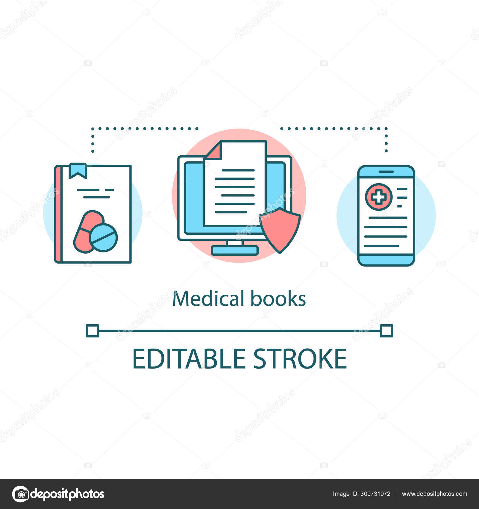 Medical books concept icon. Clinical studies literature idea thin line ...