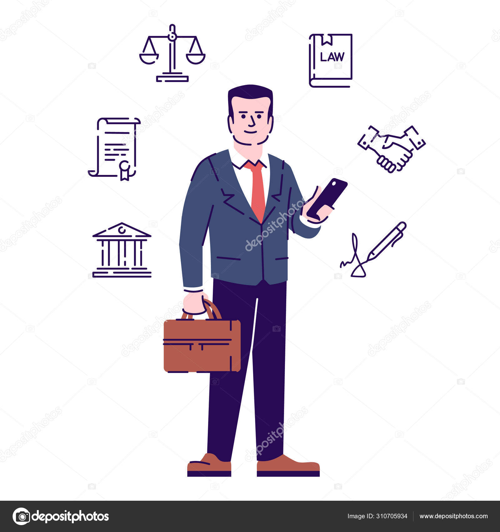 Abogado de carácter vector plano. Ilustración de dibujos animados con ...