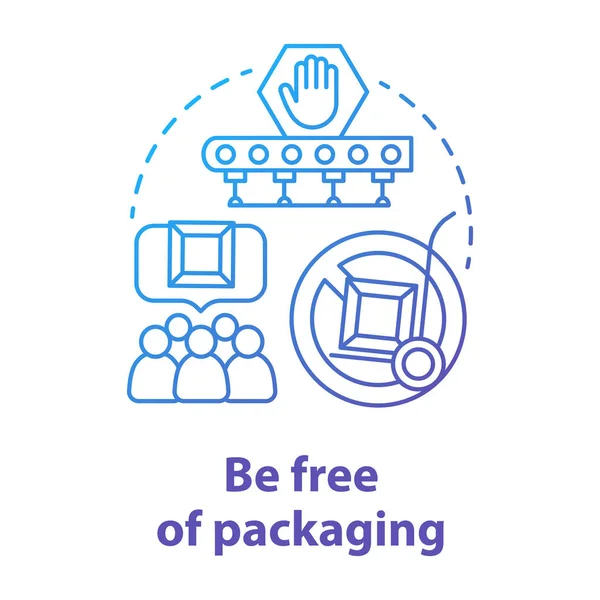 Estar libre de embalaje icono concepto azul. Ilustración de línea delgada de cero residuos idea ...