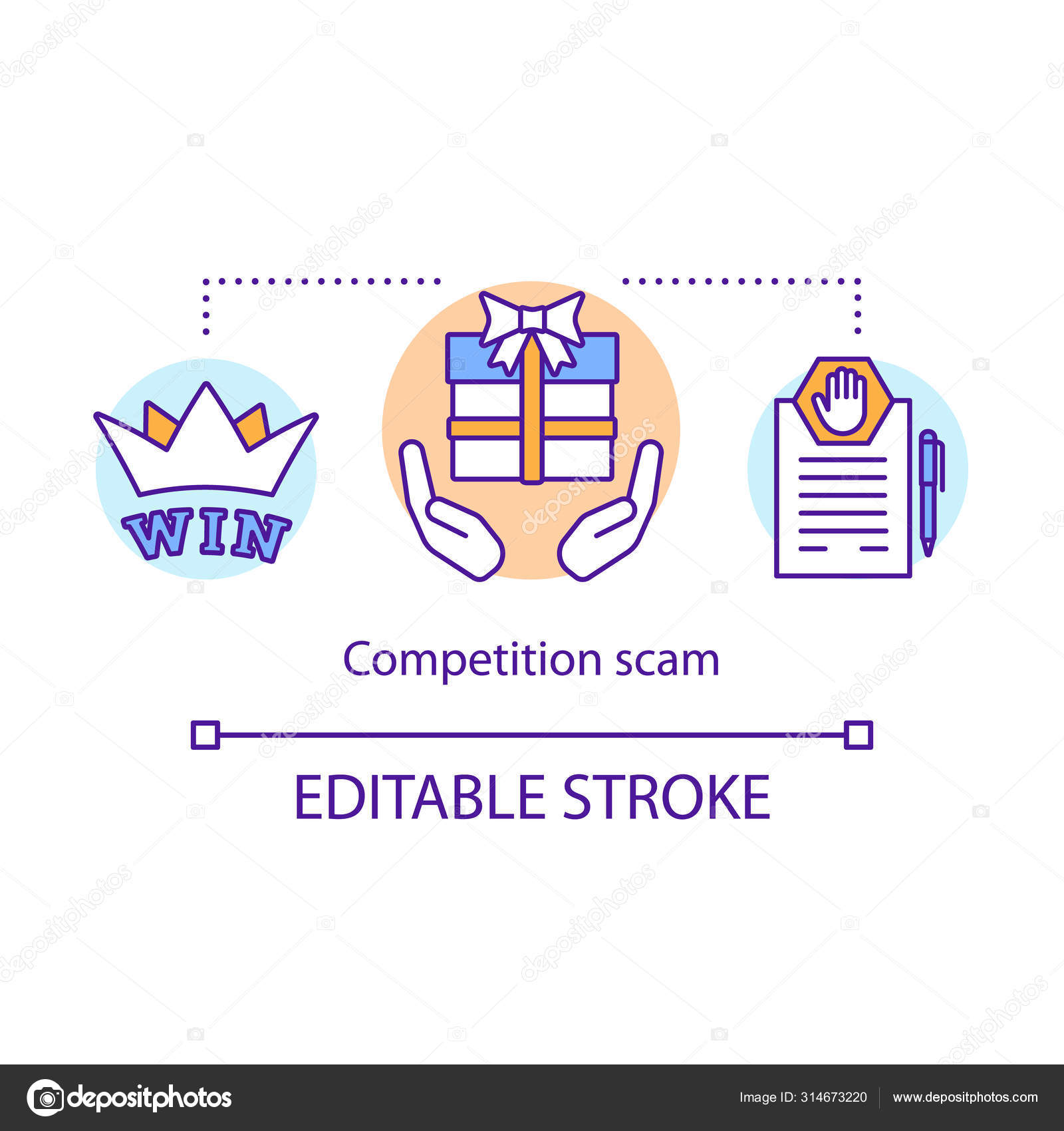 Competition scam icon. Unexpected prize idea thin line illustration ...