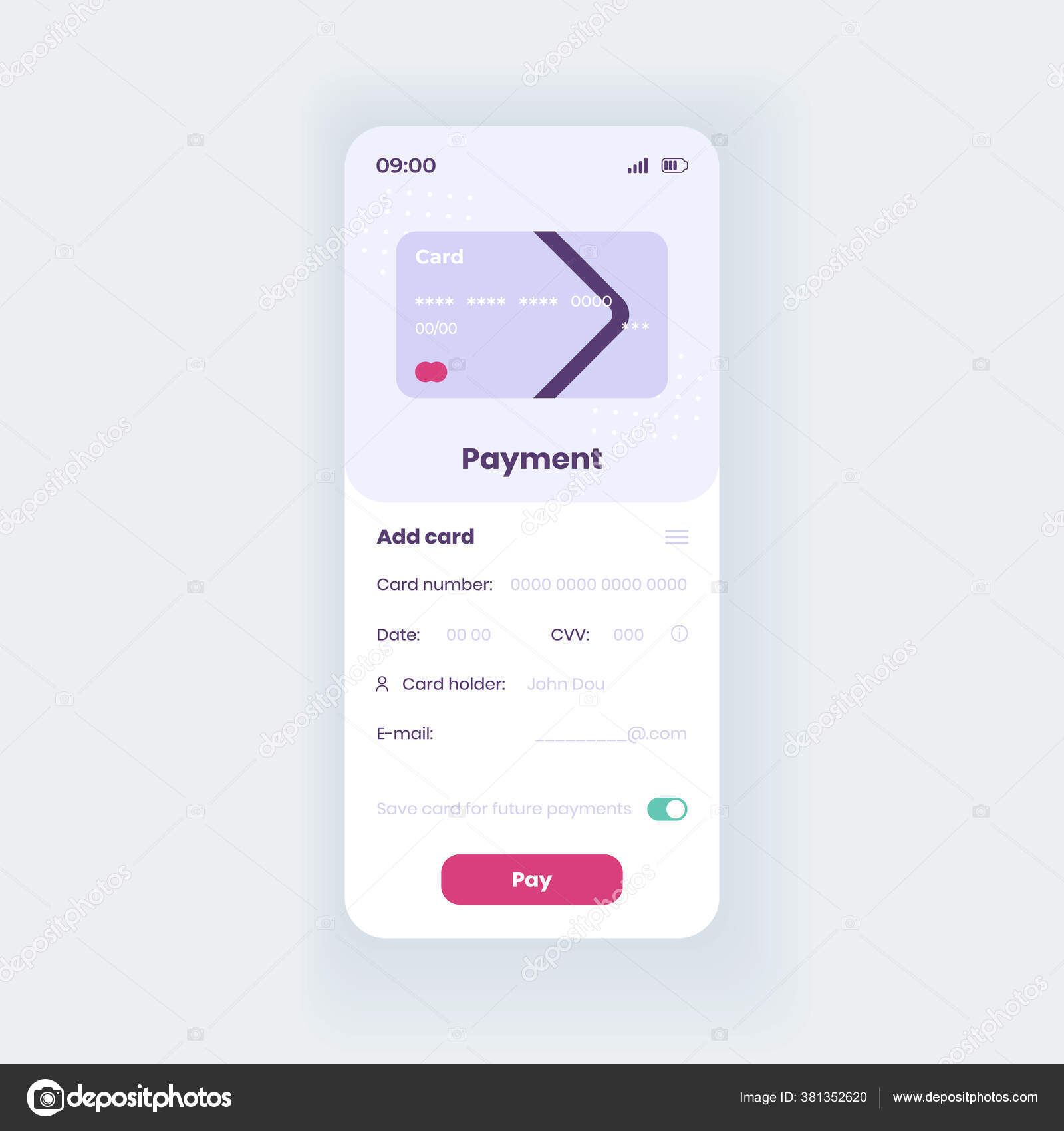 Debit Card Smartphone Interface Vector Template Mobile App Page White ...