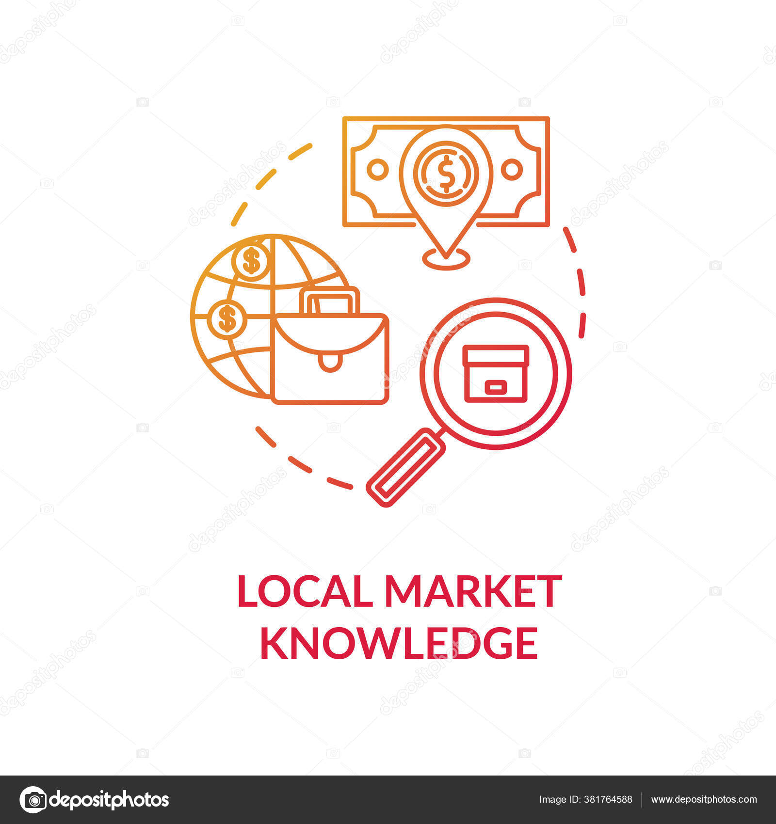 Local Market Knowledge Red Concept Icon Research Global Product Sale ...
