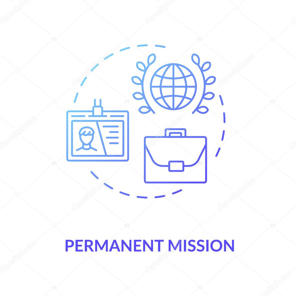 Icono de concepto de misión permanente. Ilustración de línea delgada de ...