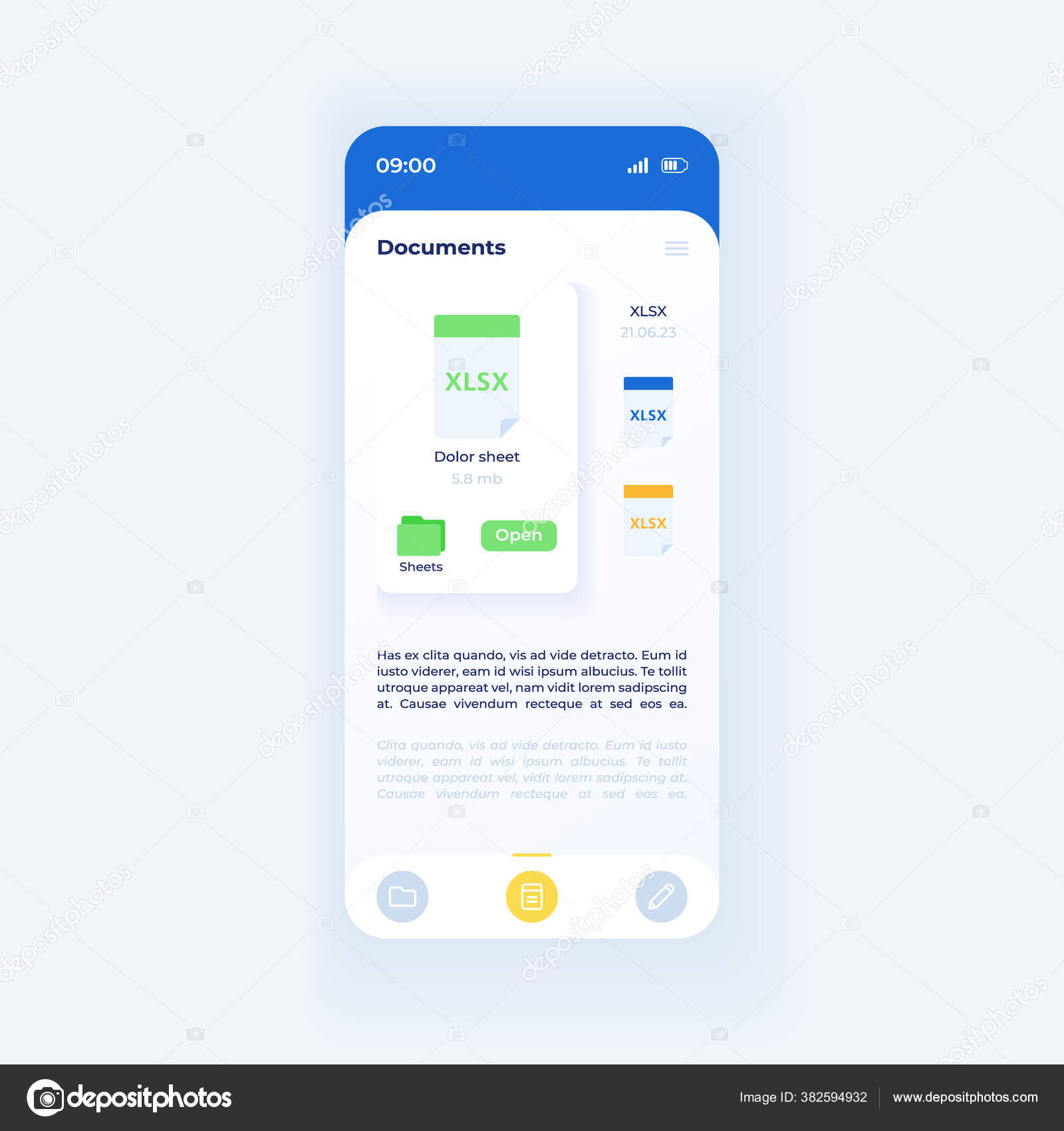 Document Catalog Smartphone Interface Template Mobile App Page White ...