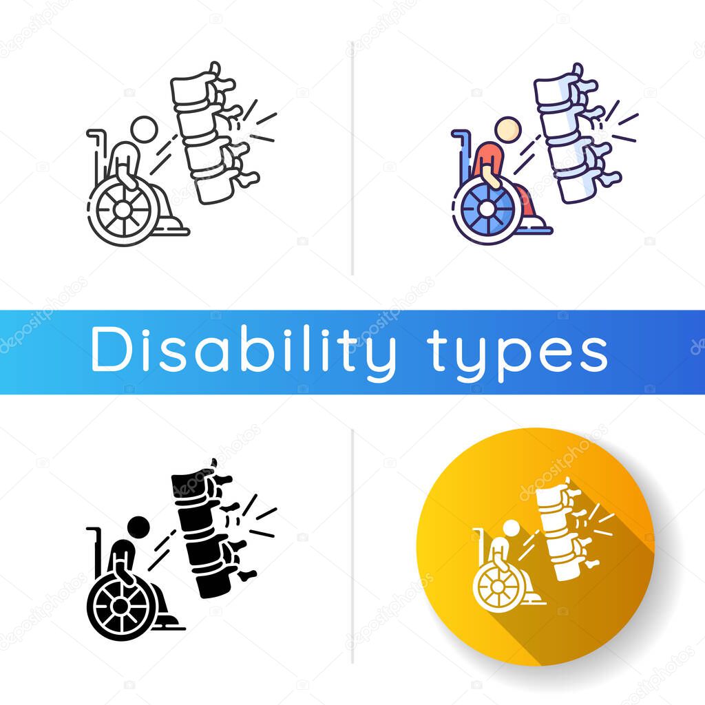 Icono de lesión de columna. Vértebras fracturadas. Paciente ...