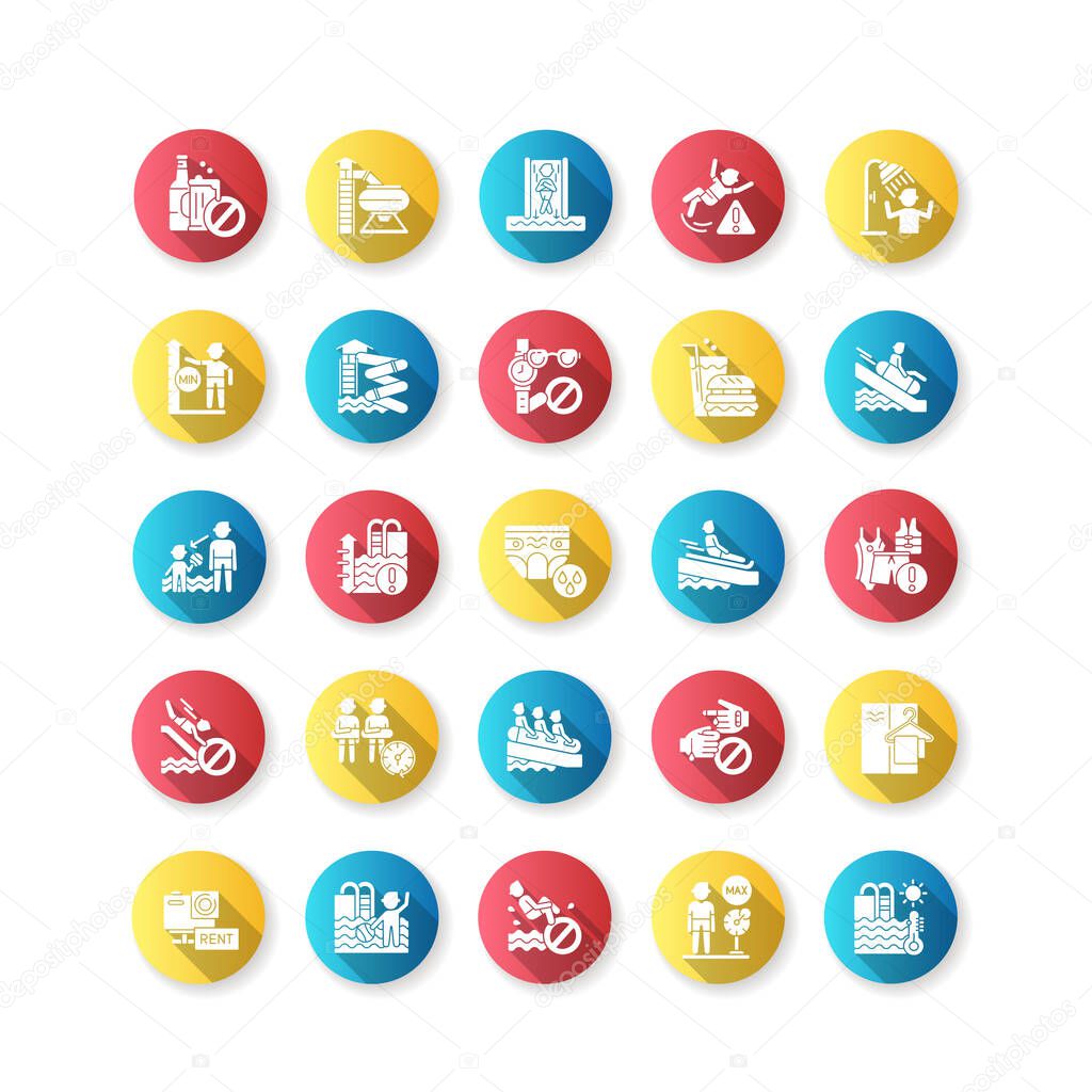 Conjunto De Iconos De Glifo De Sombra Largo De Diseño Plano Del Parque