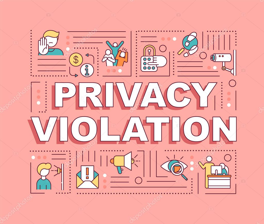 Banner De Conceptos De Palabras De Violación De Privacidad Protección