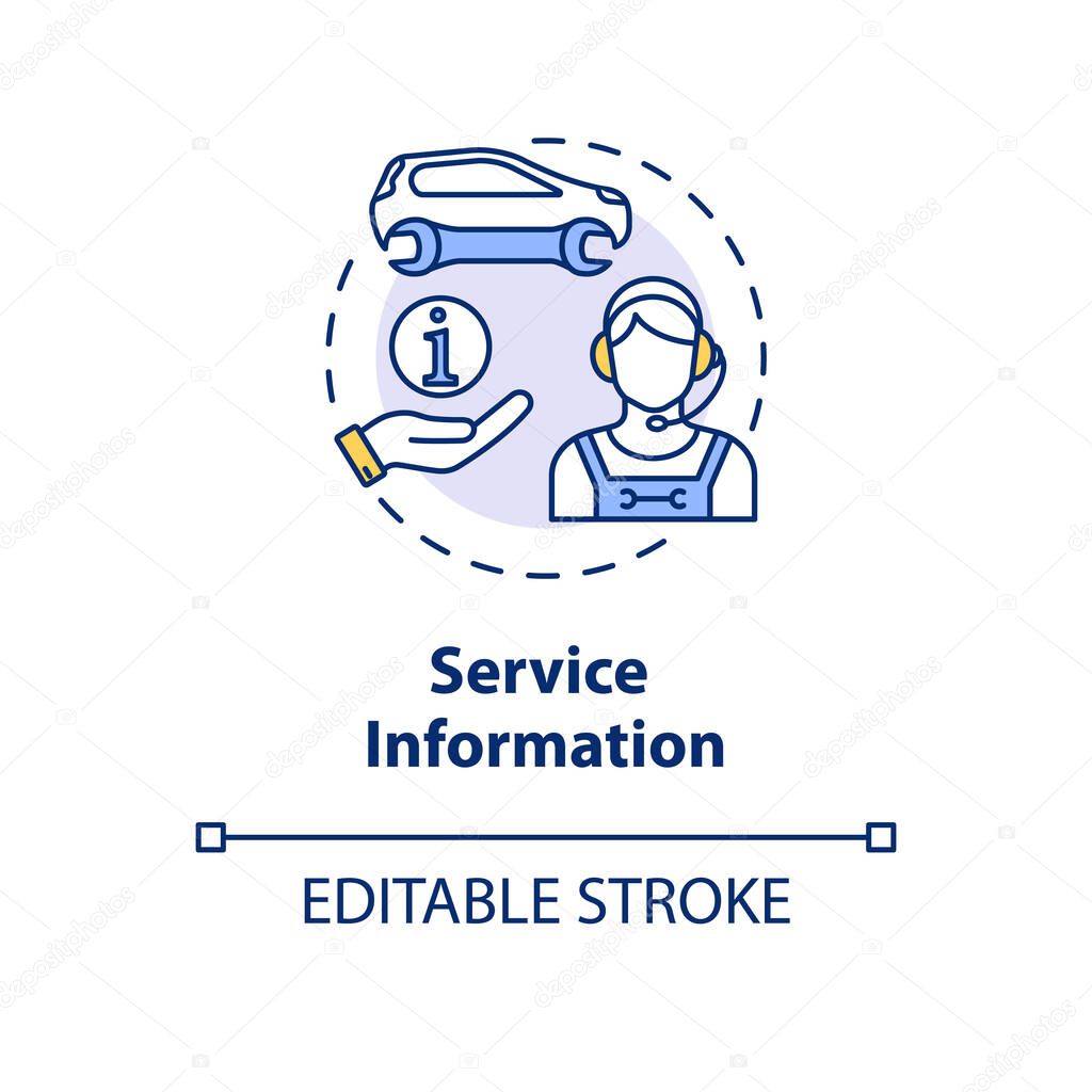 Icono de concepto de información de servicio. Reparación de vehículos ...