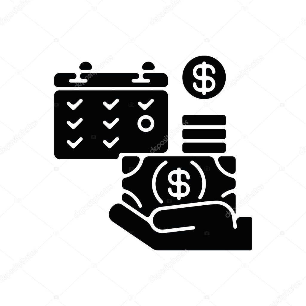 Icono de glifo negro de sueldo. Pago mensual, recompensa financiera por ...