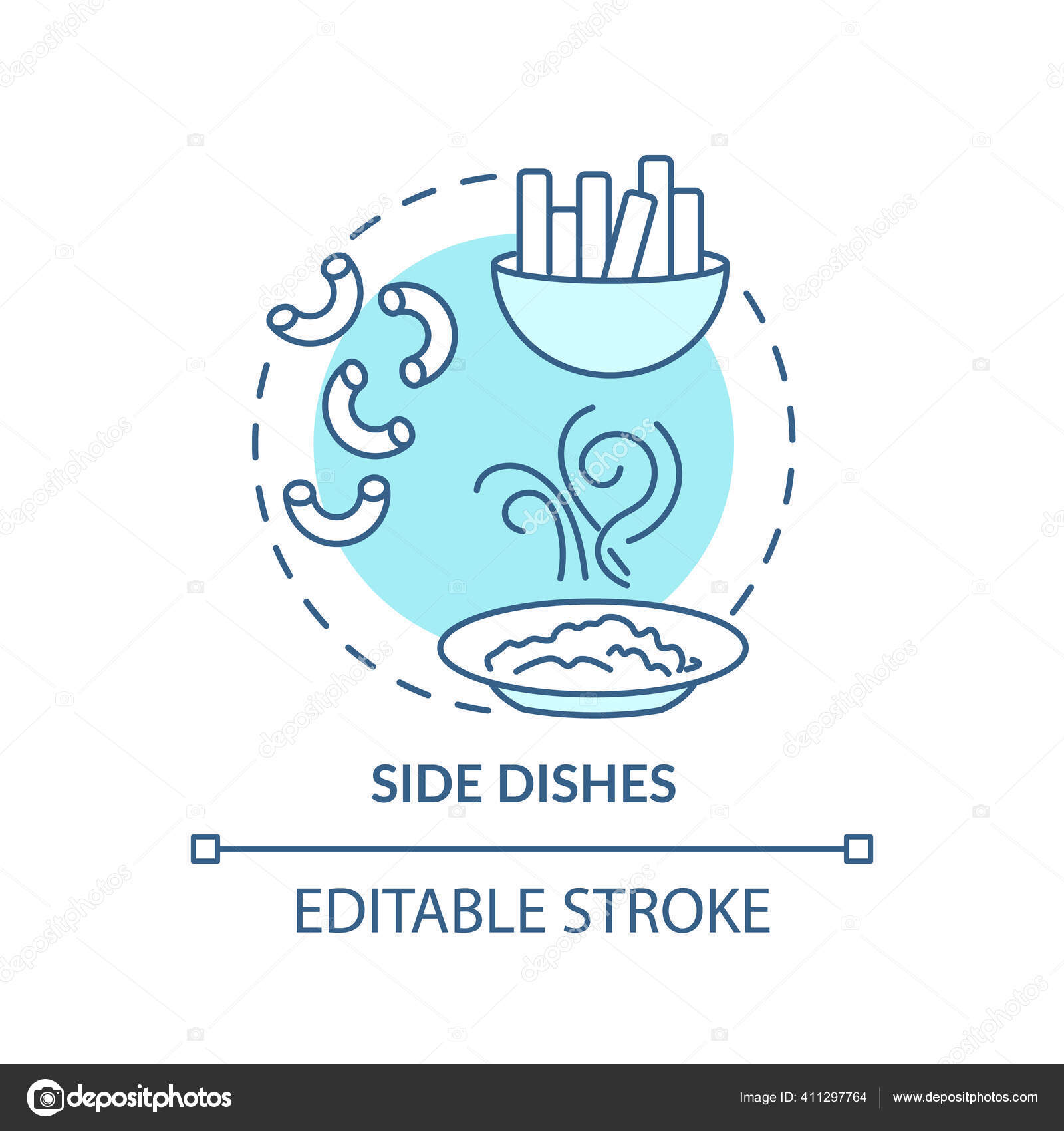 Side Dishes Concept Icon Main Course Meals Addon Types Delicious Stock ...
