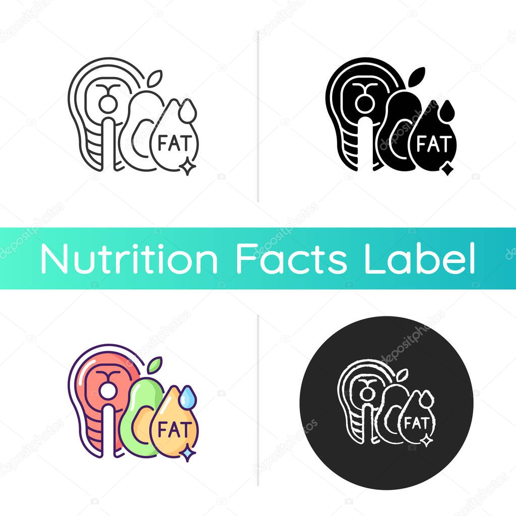 Icono de grasa. Buen alimento para la dieta. Grupo de alimentos para la ...