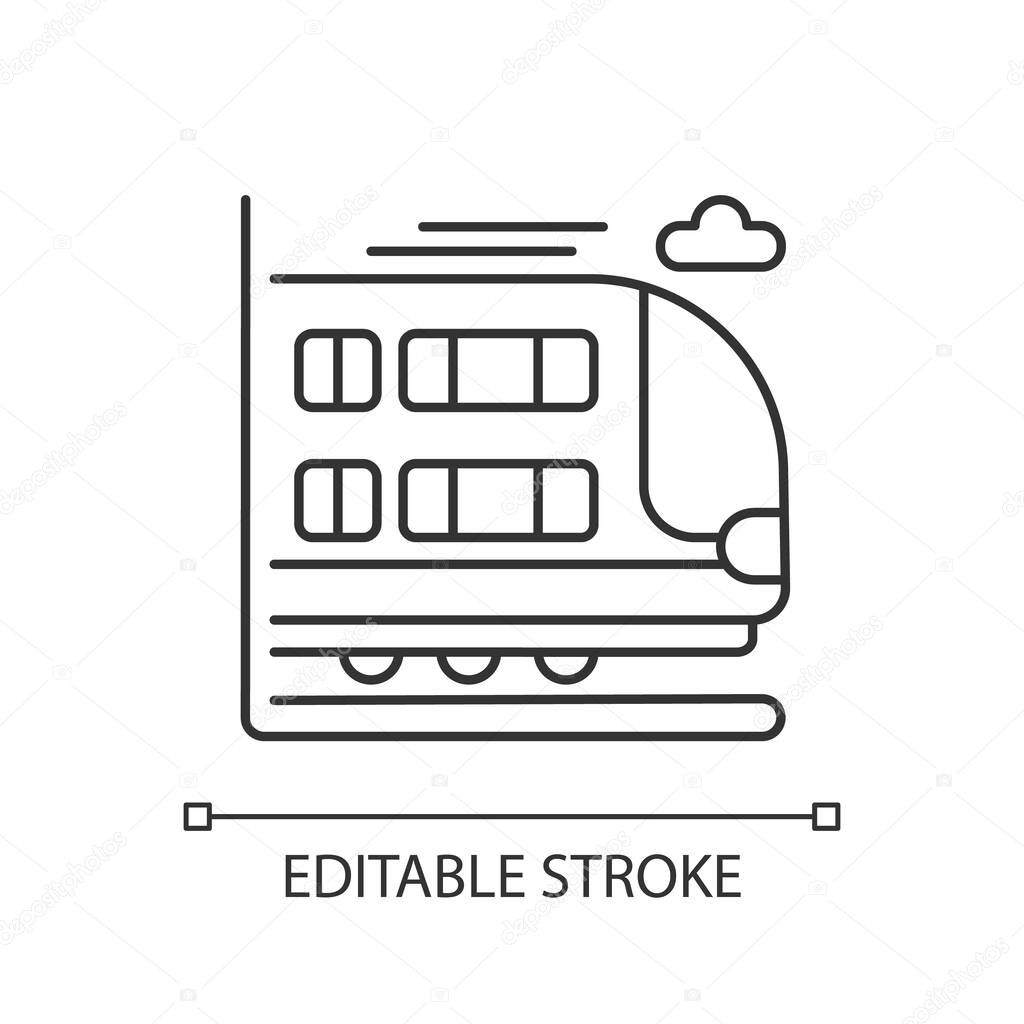 Icono lineal del tren Bilevel. Un vagón de dos pisos. Transporte ...