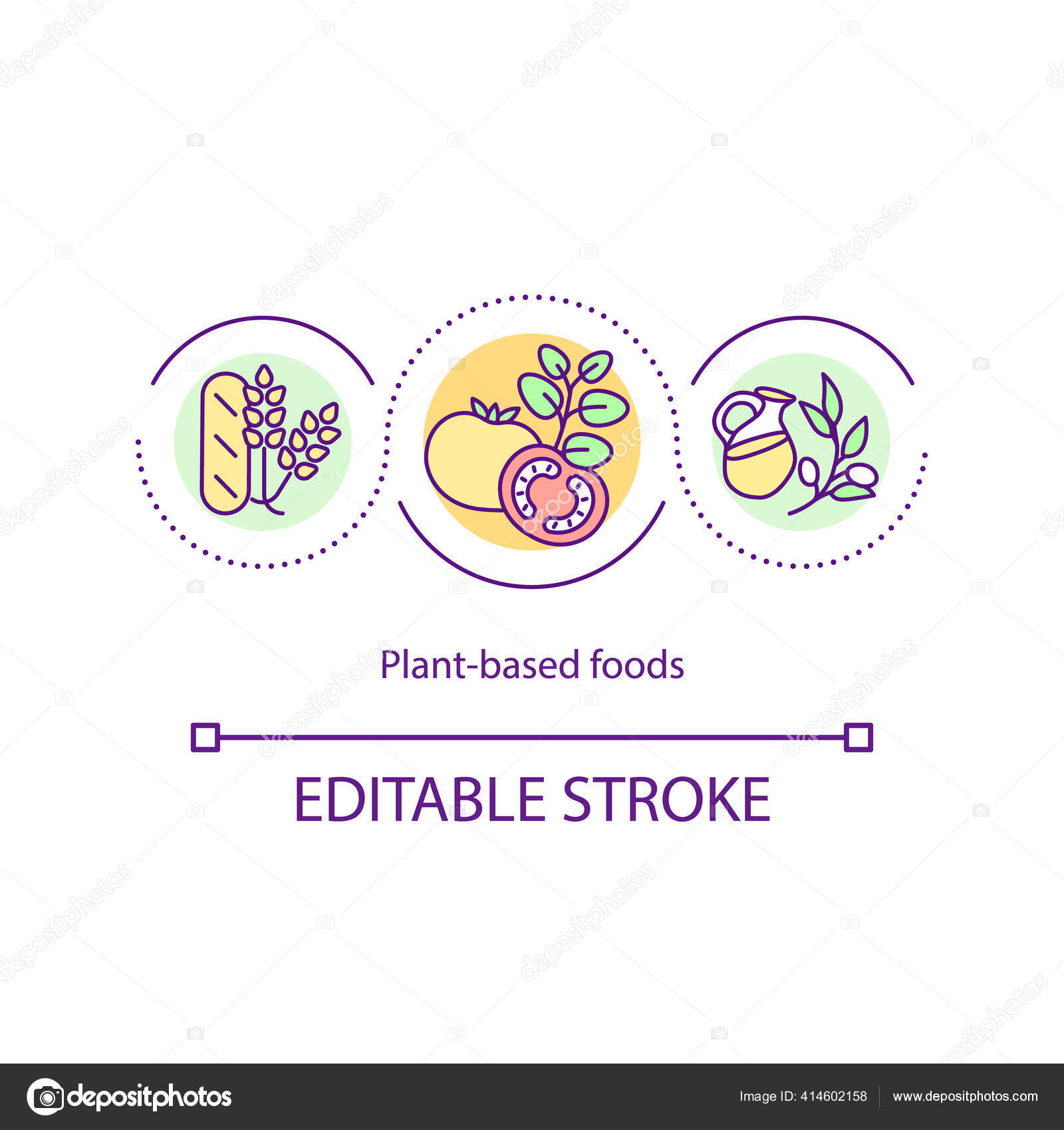 Plant Based Foods Concept Icon Different Types Healthy Vegan ...