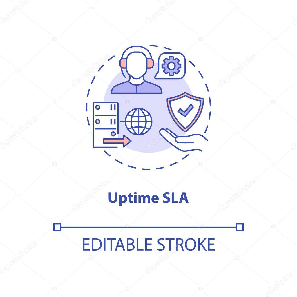 Icono de concepto de tiempo de actividad SLA. Ilustración de línea ...