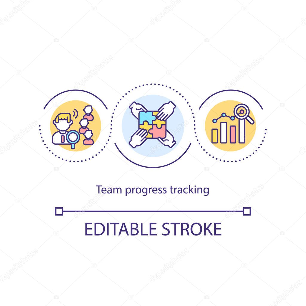 Icono de concepto de seguimiento de progreso del equipo. Ilustración de ...
