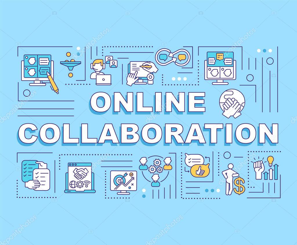 Banner de conceptos de palabras de colaboración en línea. Conexión ...