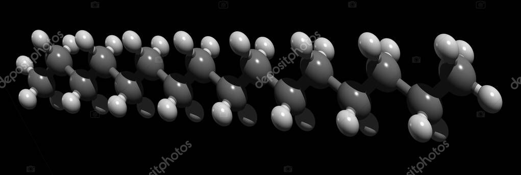 Modelo 3D - El hexadecano (cetano) es un hidrocarburo alcalino con la ...