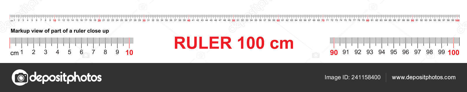 눈금자 100 Cm입니다 정확한 도구입니다 미터를 통치자 눈금자 1000 센티미터 스톡 벡터 - ©snik 241158400