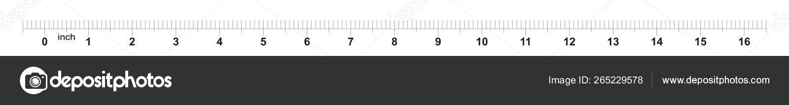16 inch tape measure ruler with 0.1 inch markings. Metric grid. Stock ...