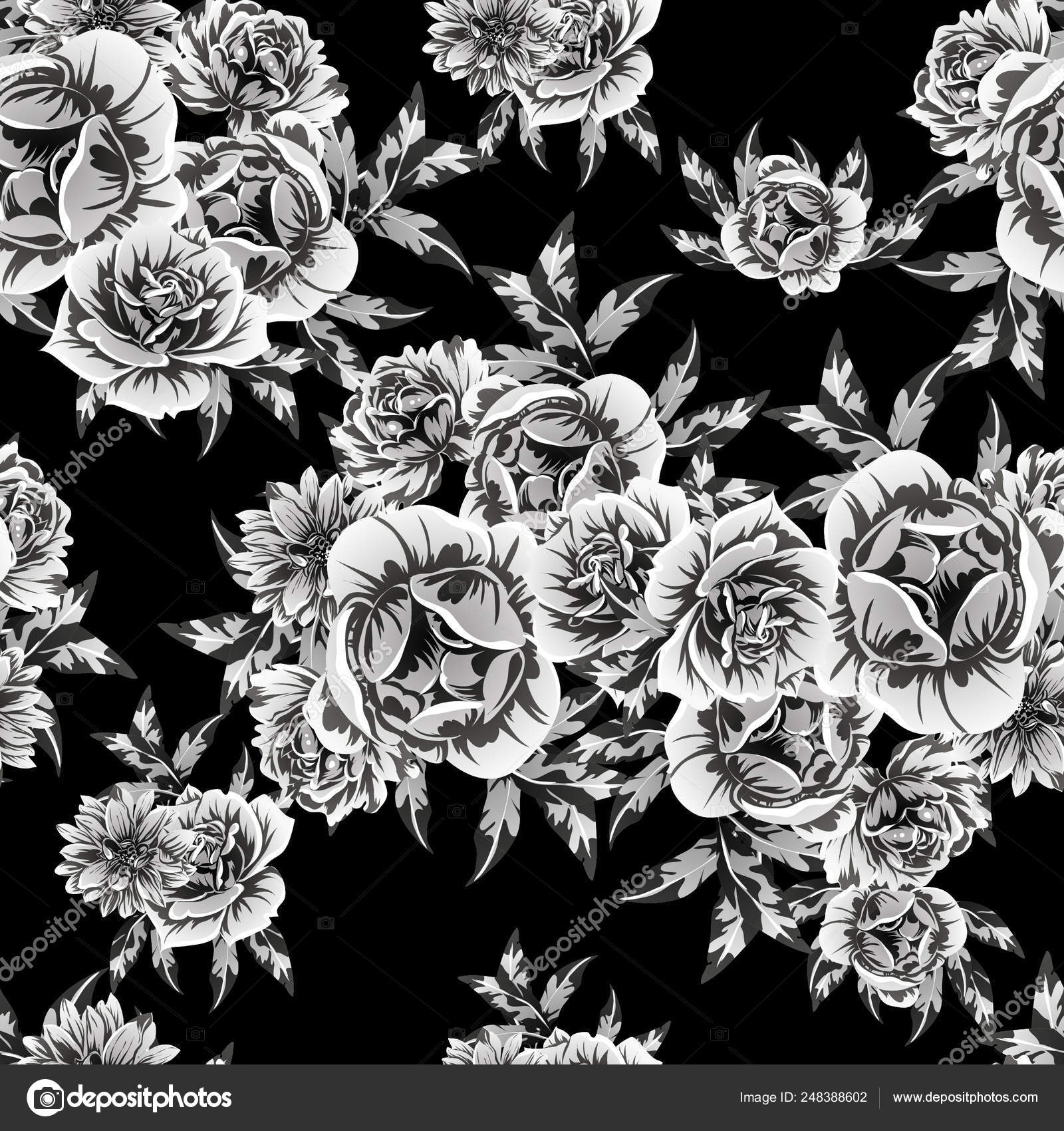 Vector Illustration Vintage Flowers Pattern Background Stock Vector ...