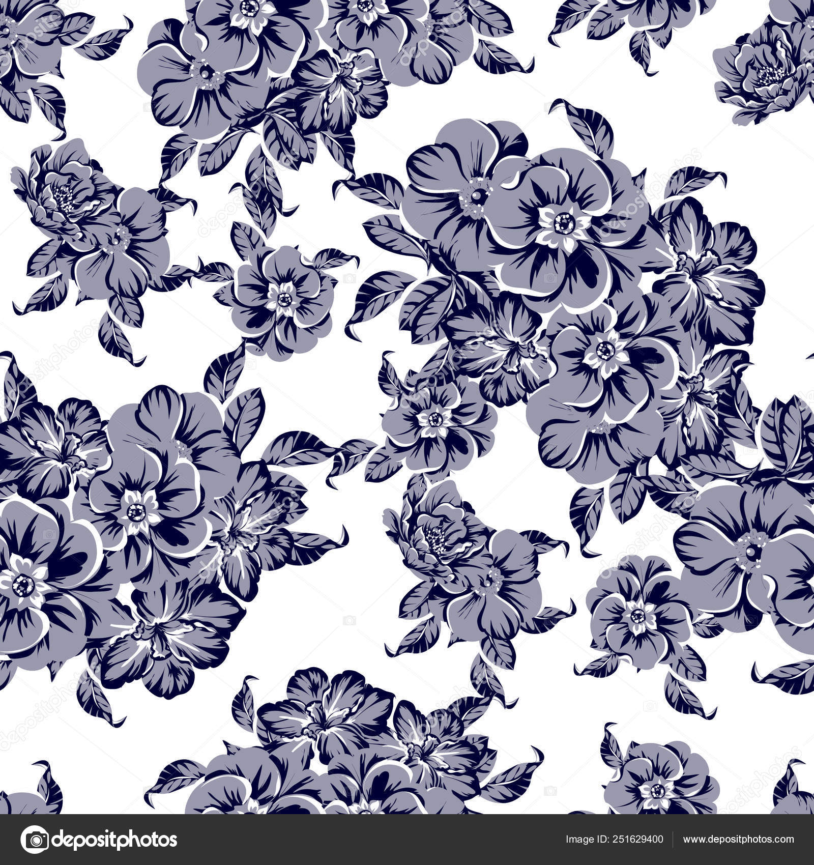 Vector Illustration Vintage Flowers Pattern Background Stock Vector by ...