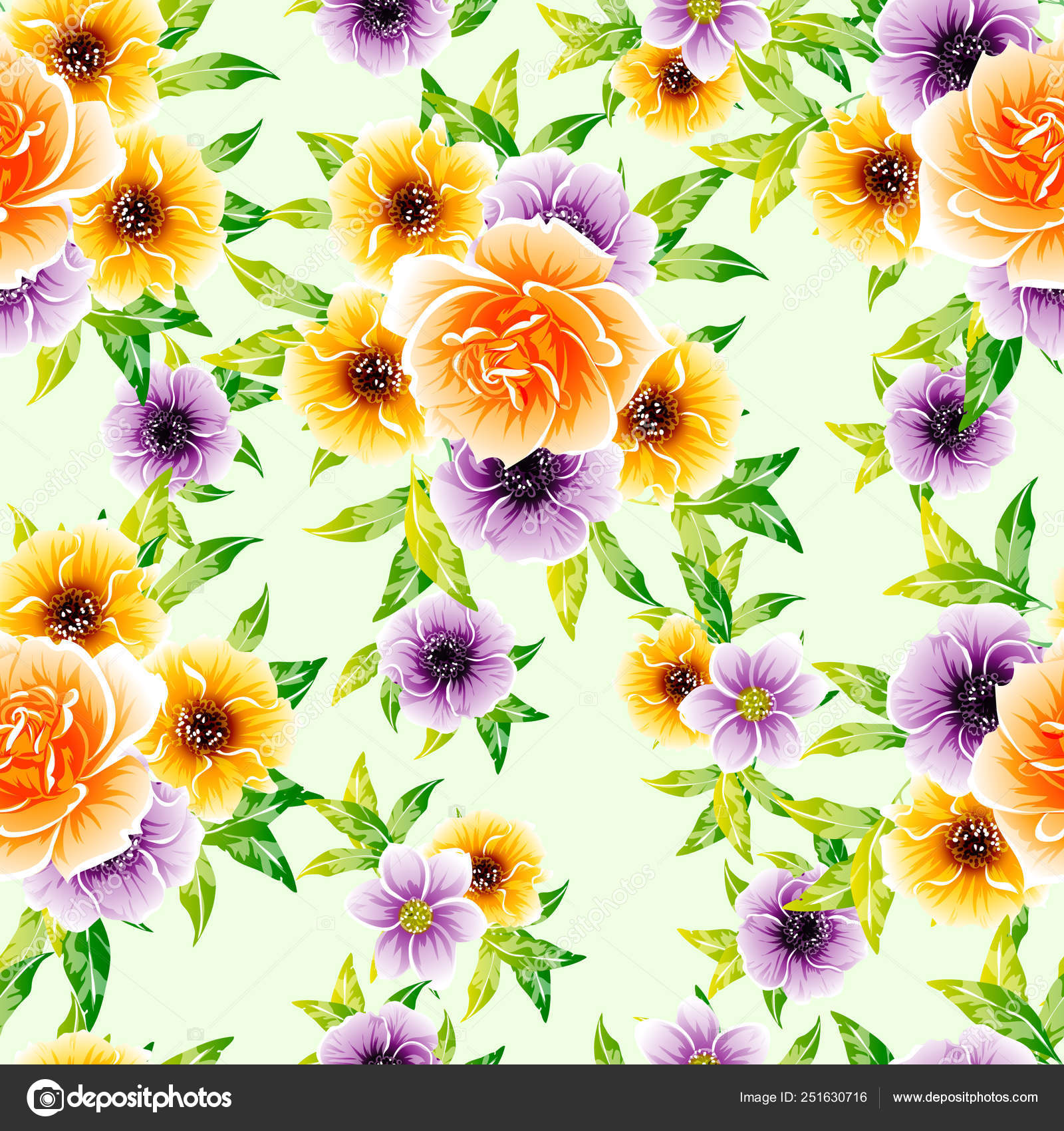 Vector Illustration Bright Flowers Pattern Background Stock Vector by ...