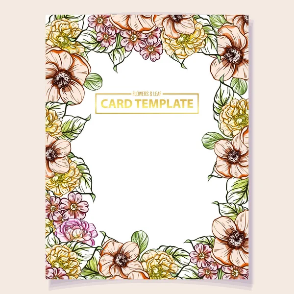 Vector Illustration Colourful Invitation Card Vintage Style Flowers ...