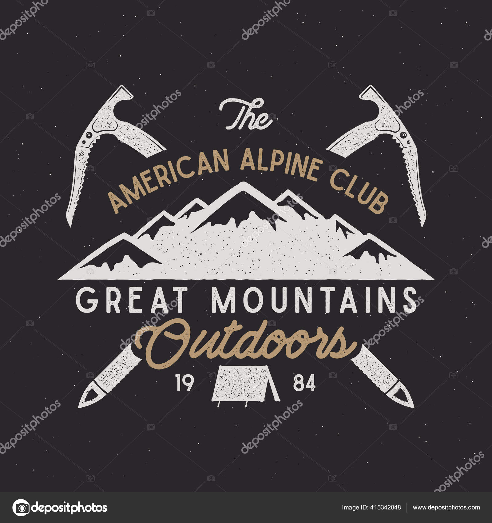 Vintage alpine badge. Climbing logo, vintage vector emblem Stock Vector ...
