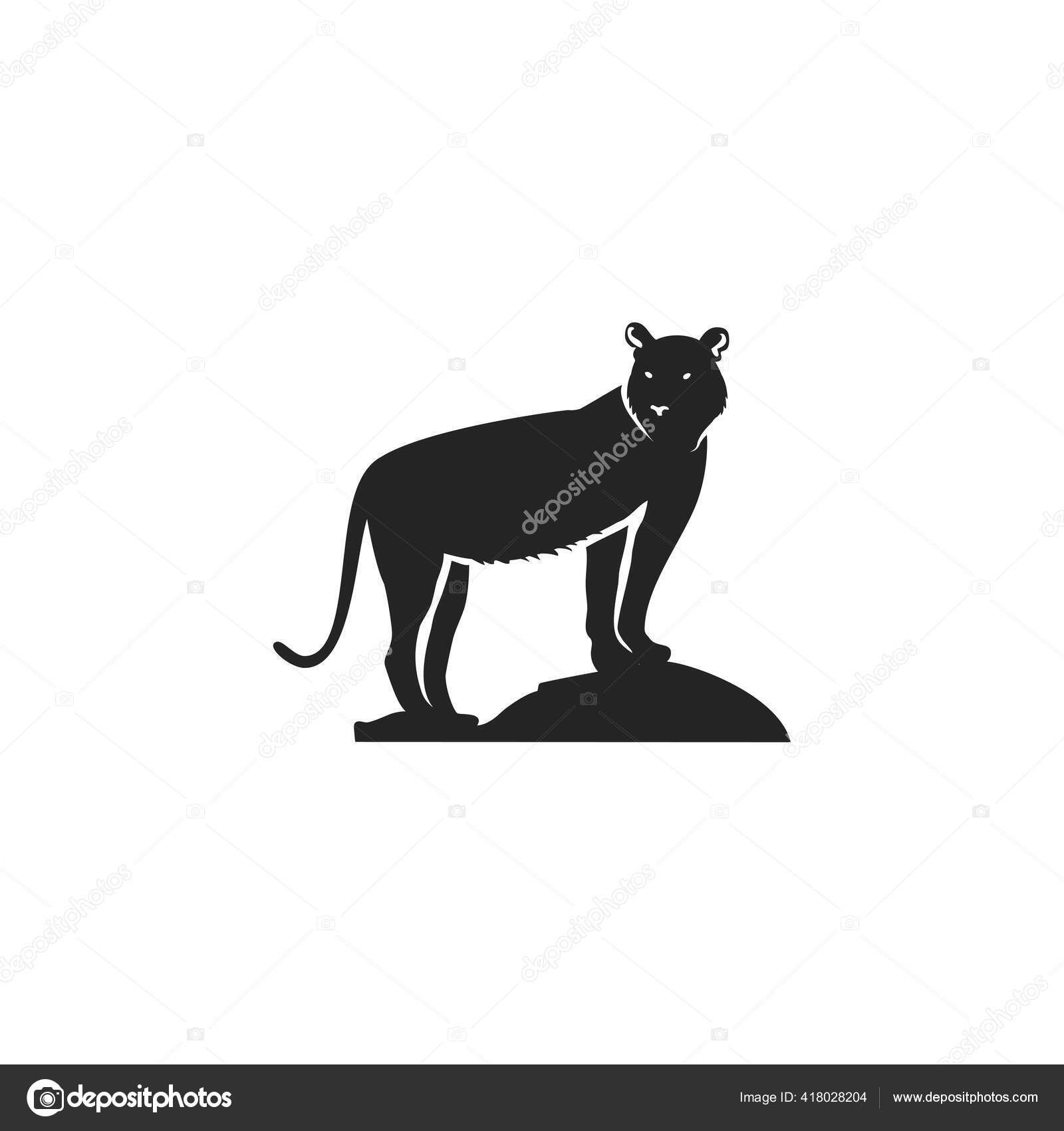 Tiger Black Icon Silhouette Symbol Tiger Isolated White Background Wild ...