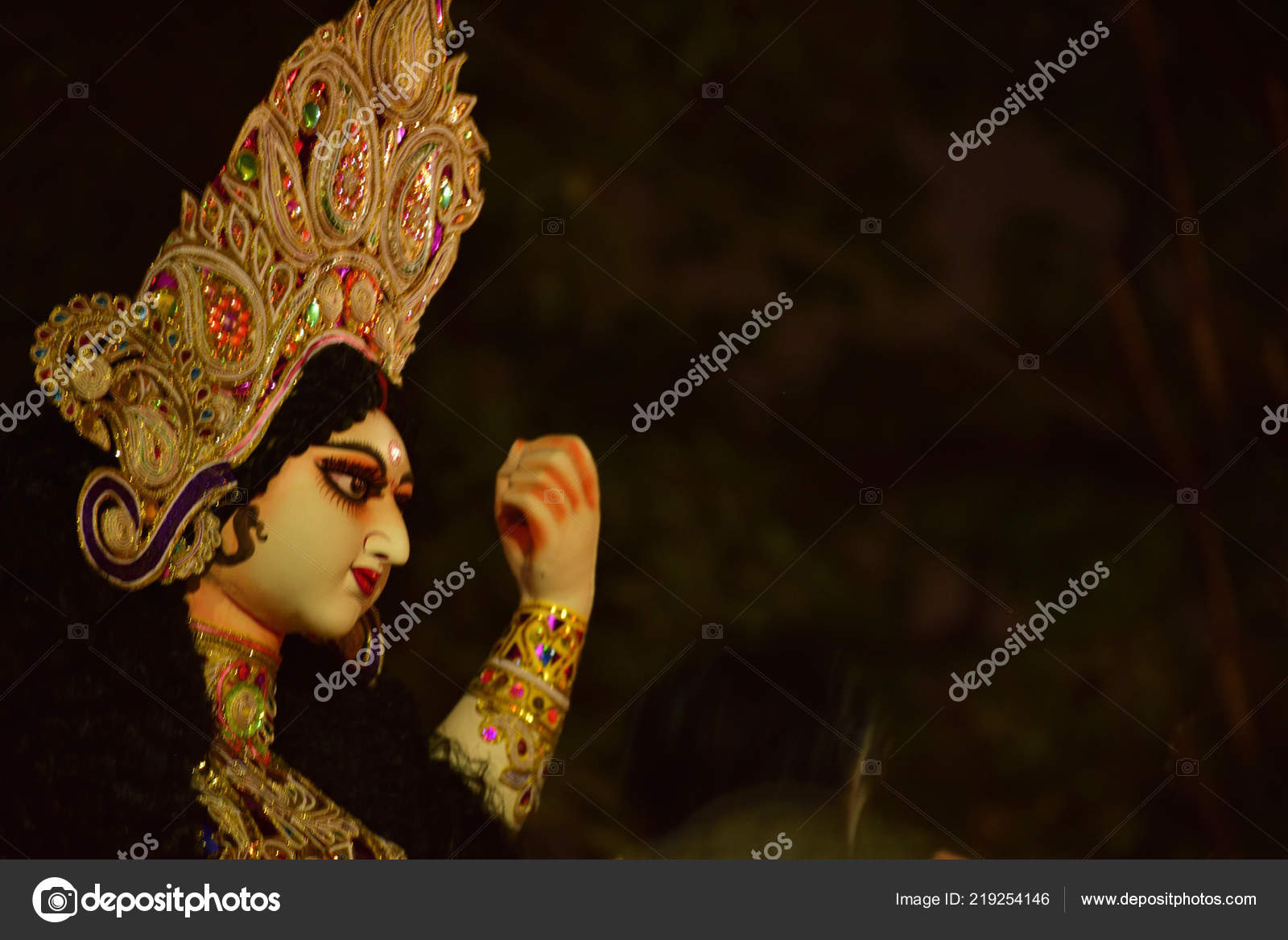Close Hindu Idol Goddess Durga Ready Puja Mandap — Stock Photo ...