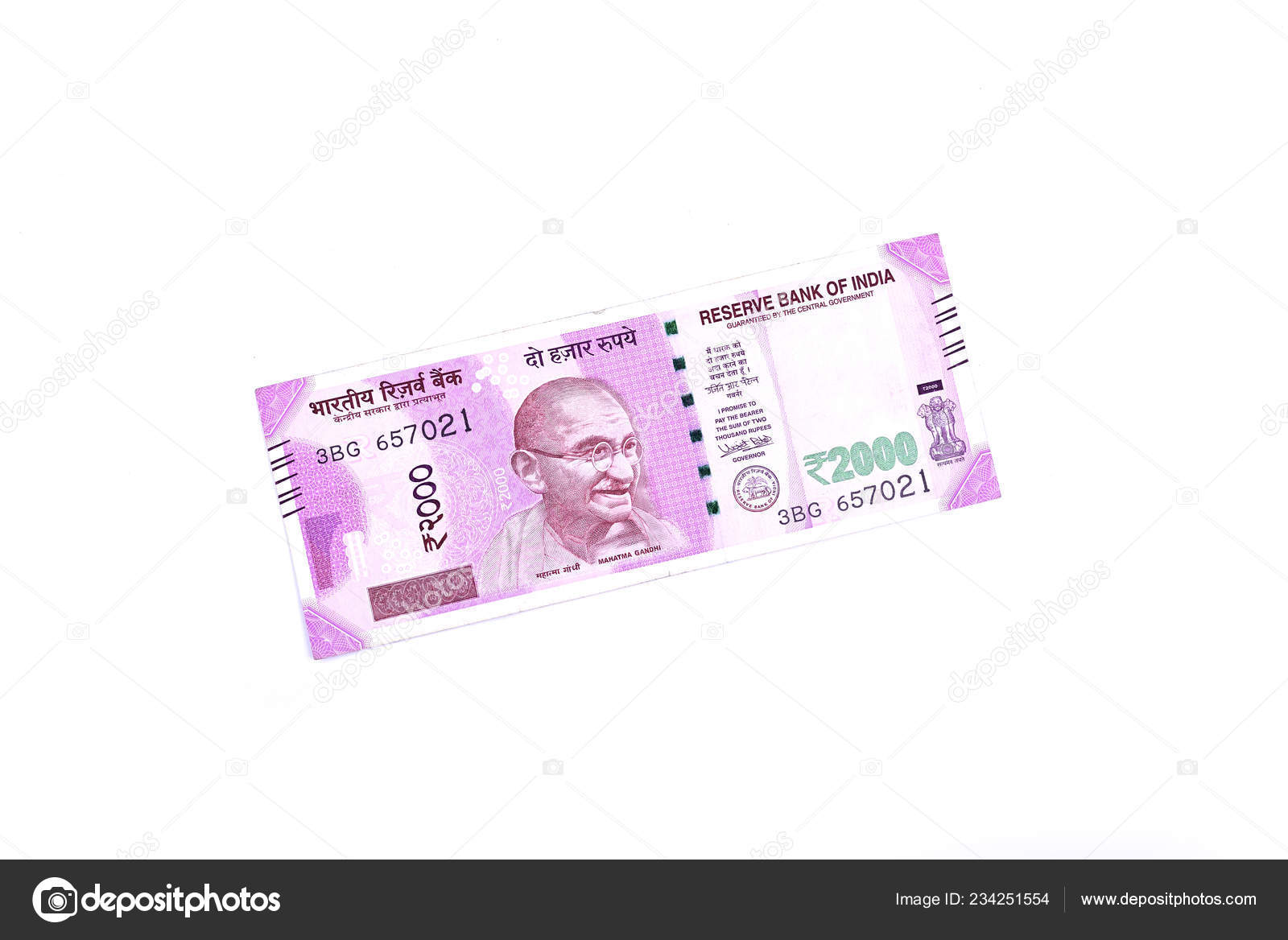 Indian 2000 Rupees Note Isolated White Background — Stock Editorial ...
