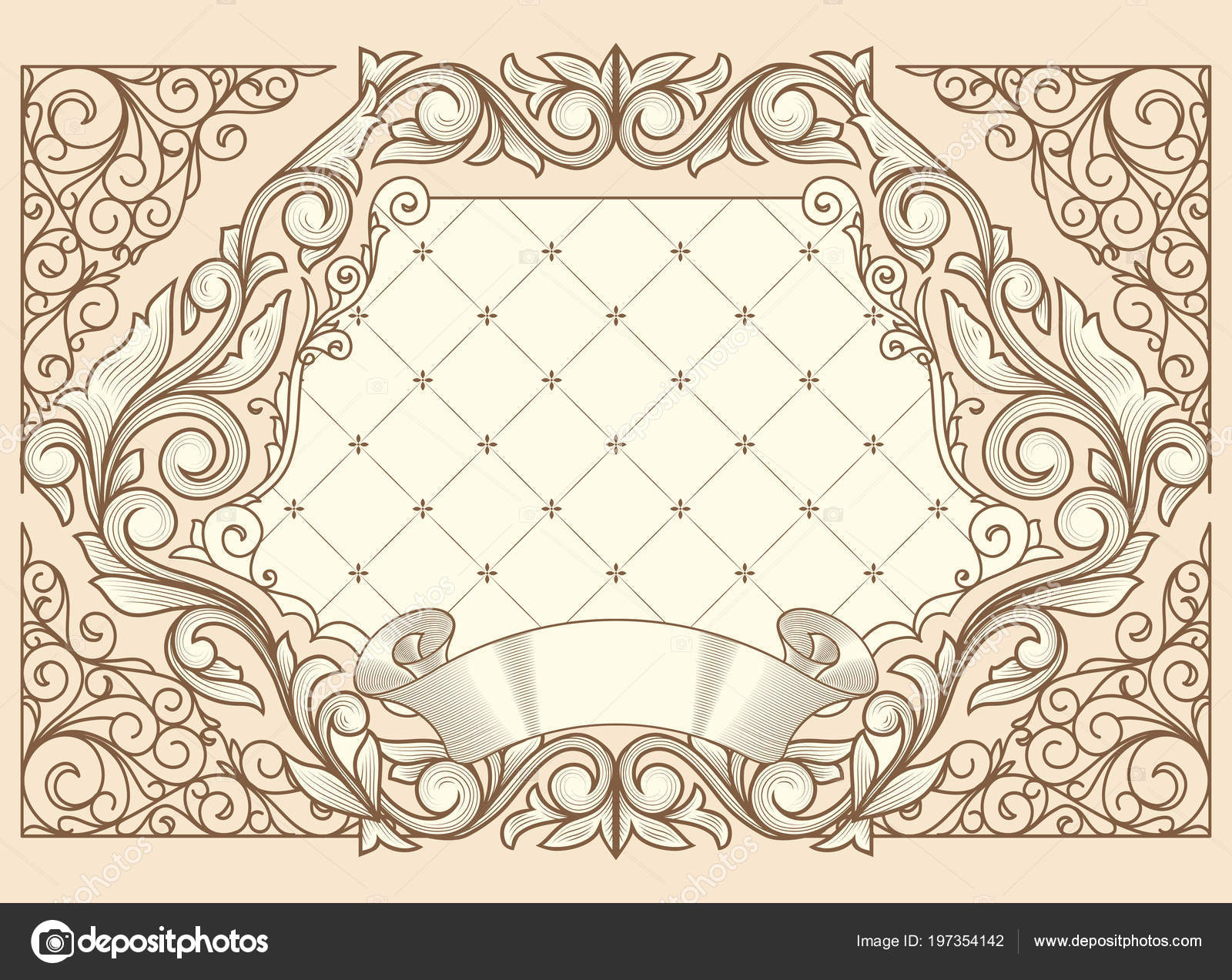 Marco Beige Adornado Ilustración Vectorial Vector de stock #197354142 ...