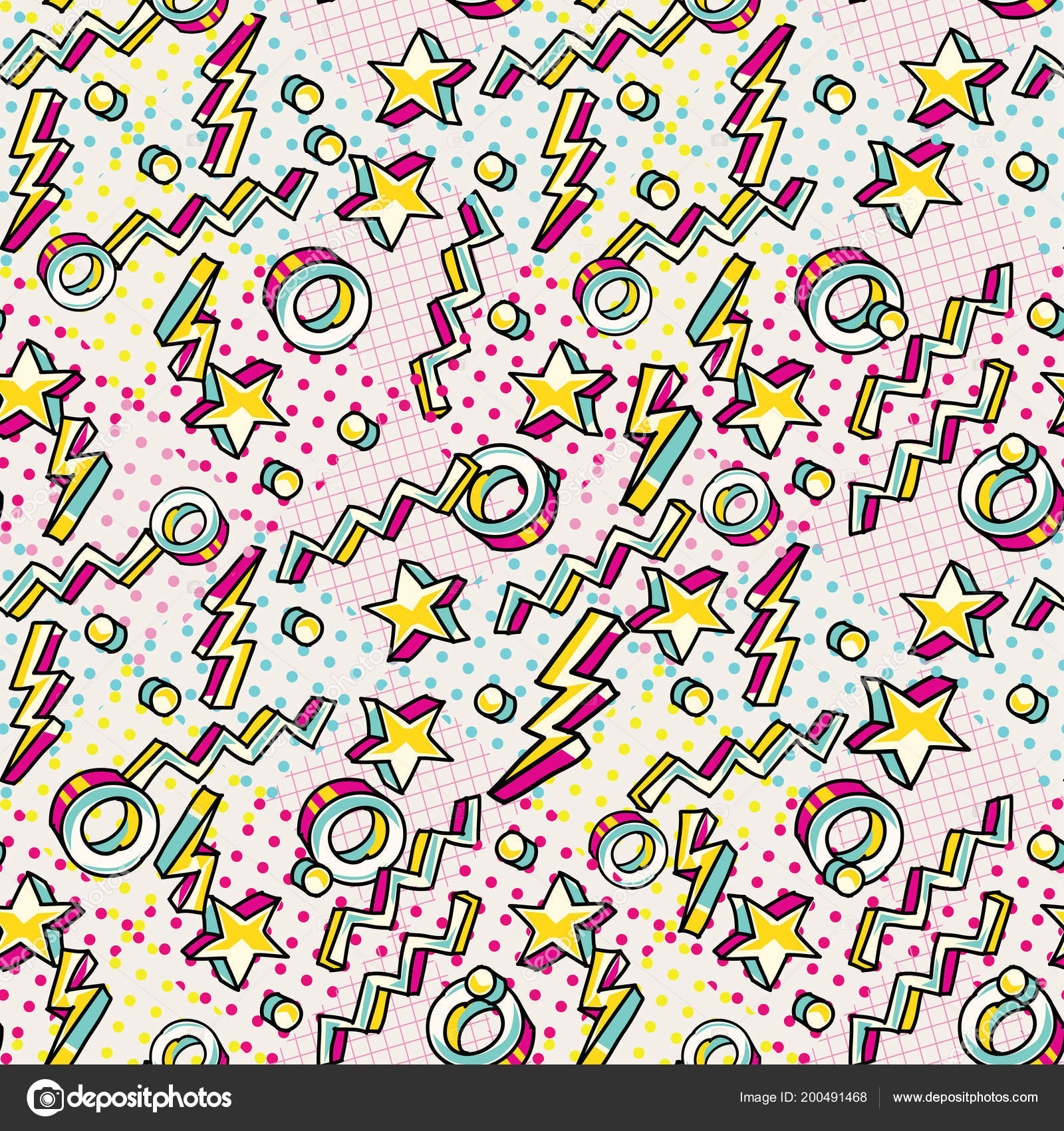 Colorful Abstract 80S Style Seamless Pattern Vector Illustration Stock ...
