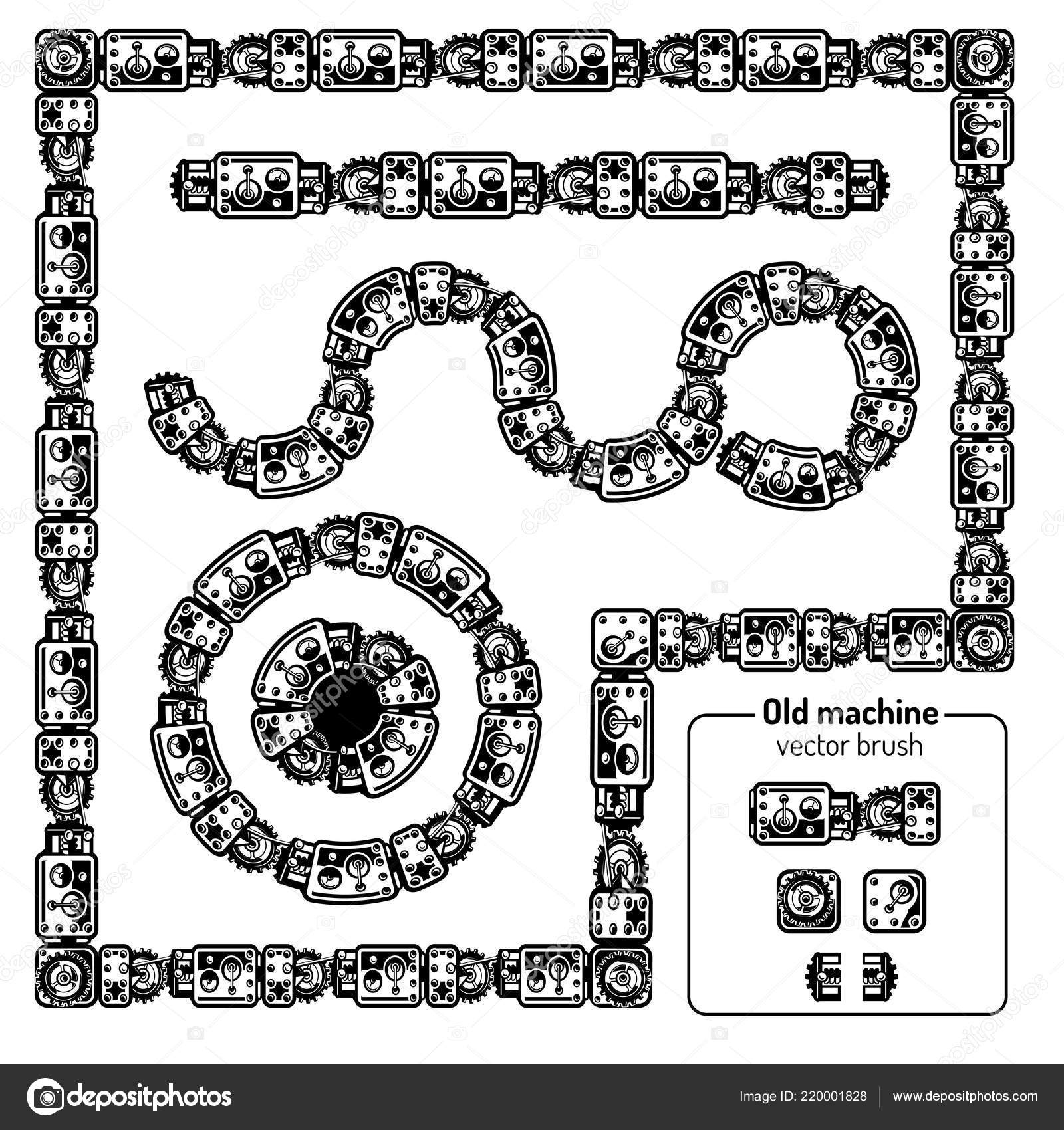 Abstract Industrial Machine Design Elements Pattern Brush Illustrator ...