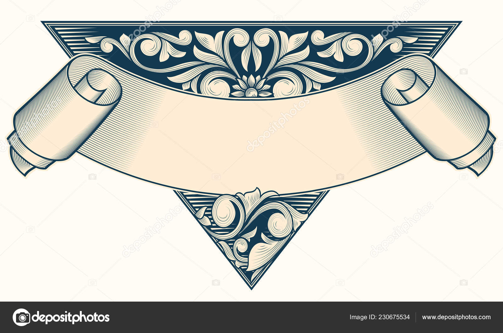 Decorative Monochrome Vintage Emblem Scroll Stock Vector Image by ©alex ...