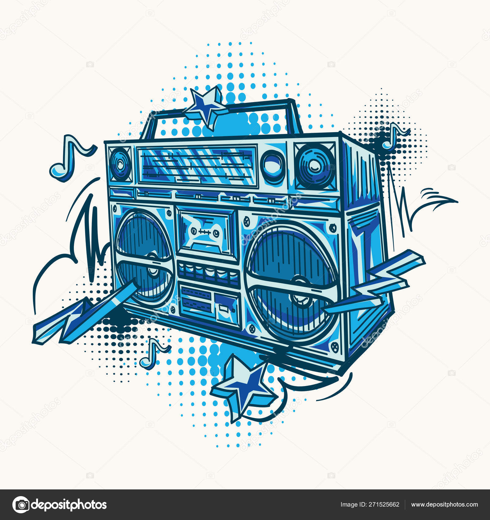 Funky Colorful Drawn Boom Box Stock Vector Image by ©alex_scholar ...