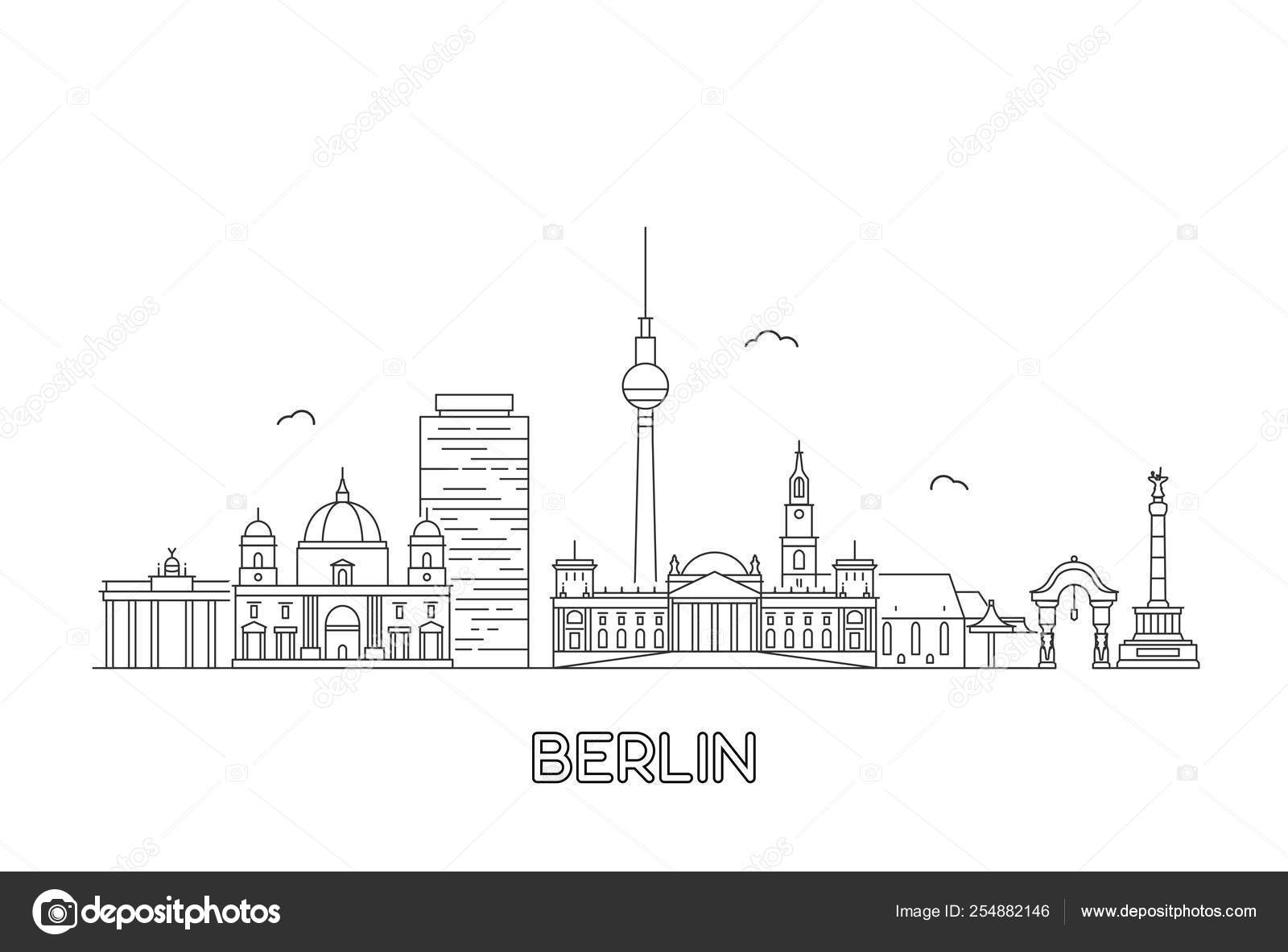 Berlin skyline. Vector illustration — Stock Vector © Antikwar #254882146