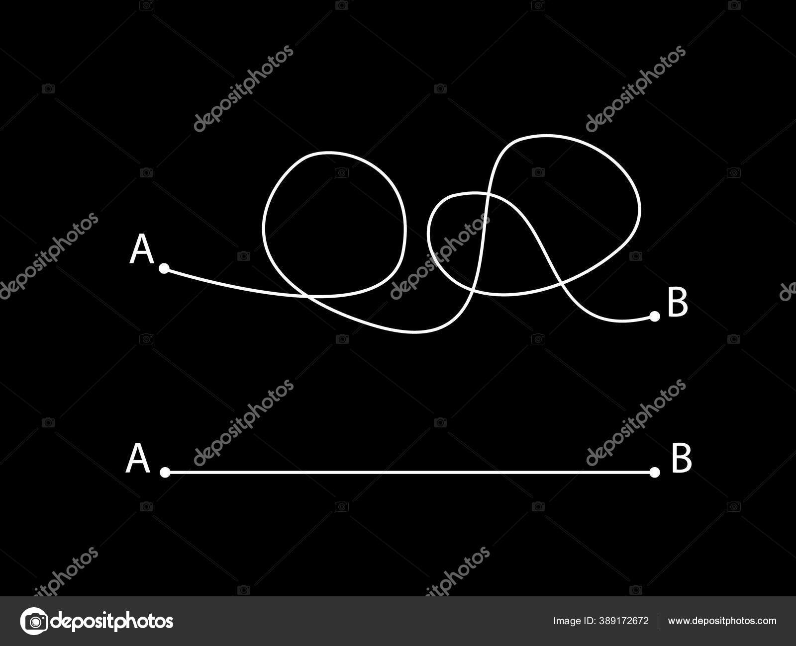 Straight Complicated Path Point Point Isolated Black Background Concept ...