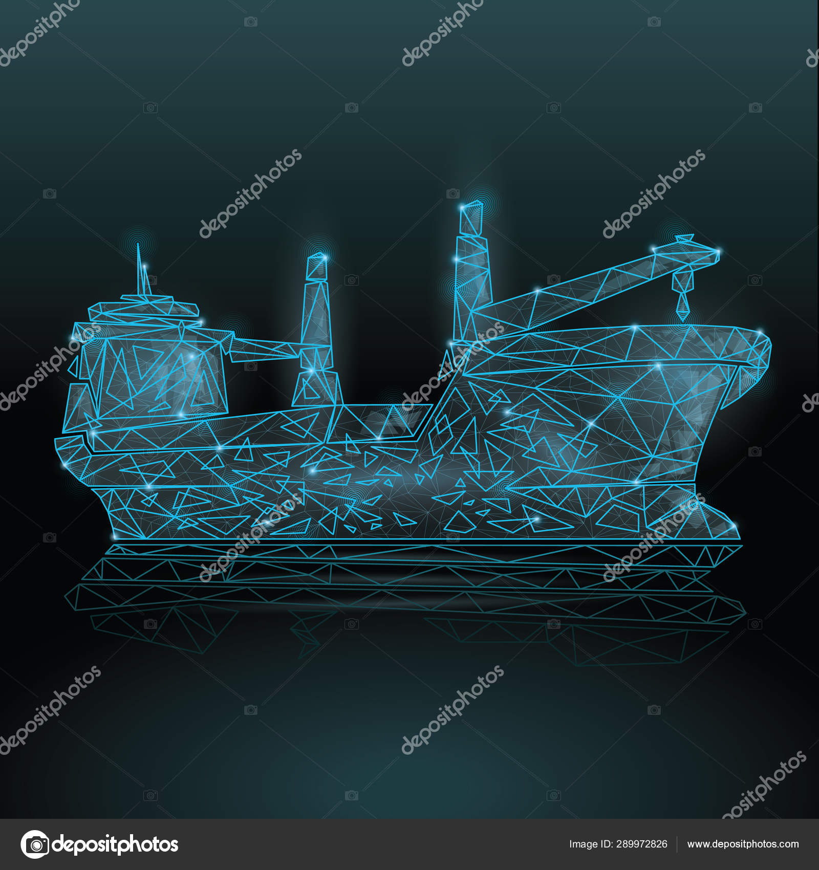 Low poly mesh cargo container ship transport Stock Vector Image by ...