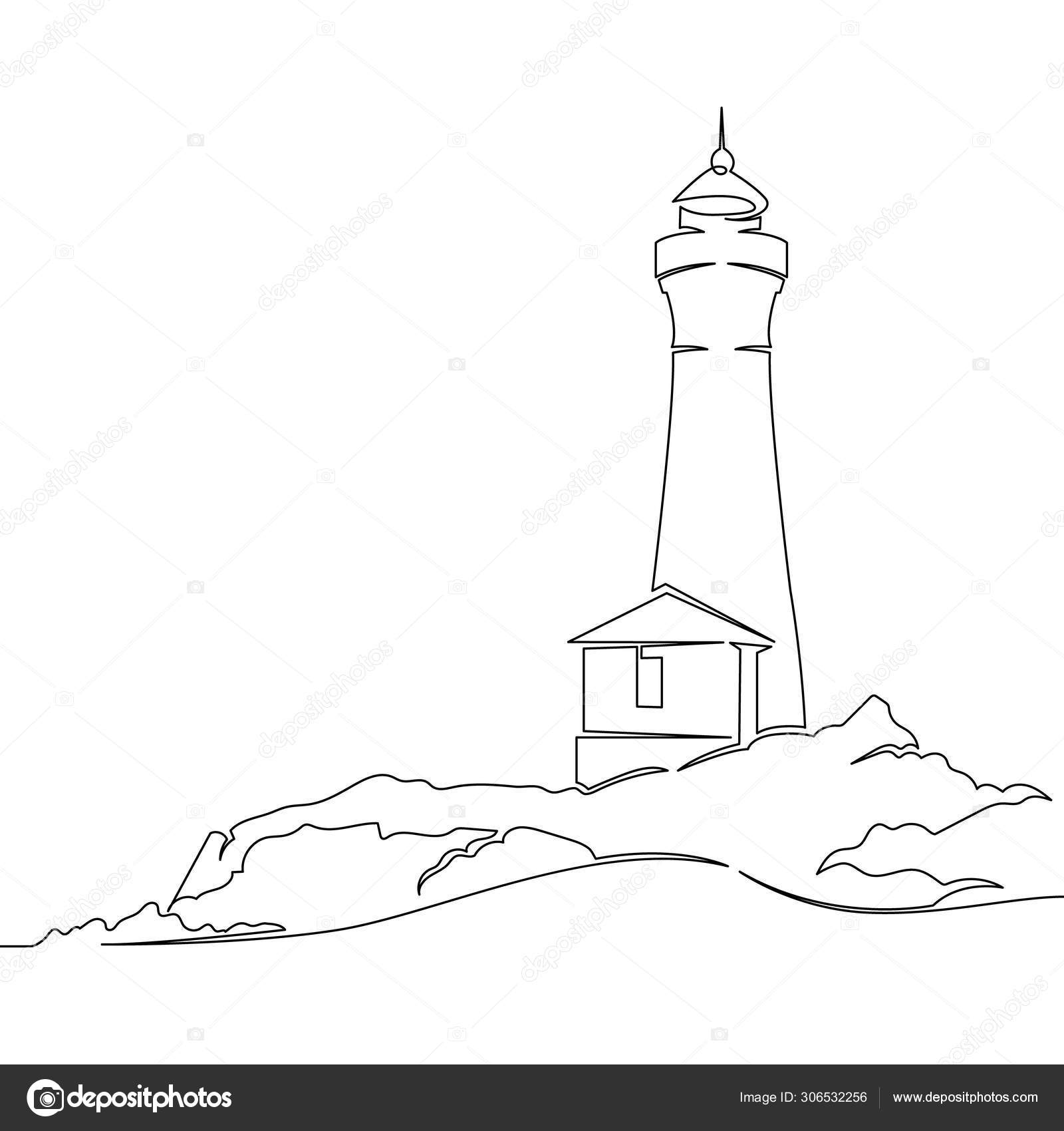 Lighthouse Outline Drawing