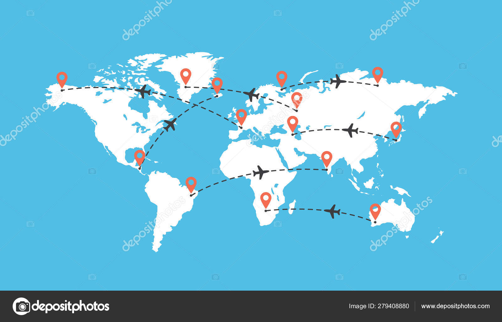 World Map Flight Paths