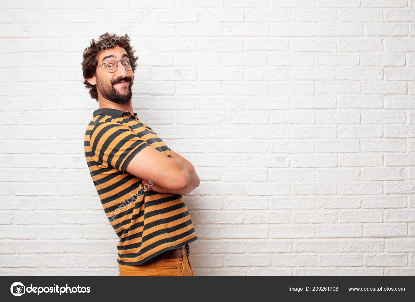 Young Dumb Man Standing Sideways Proud Satisfied Happy Look Face ...