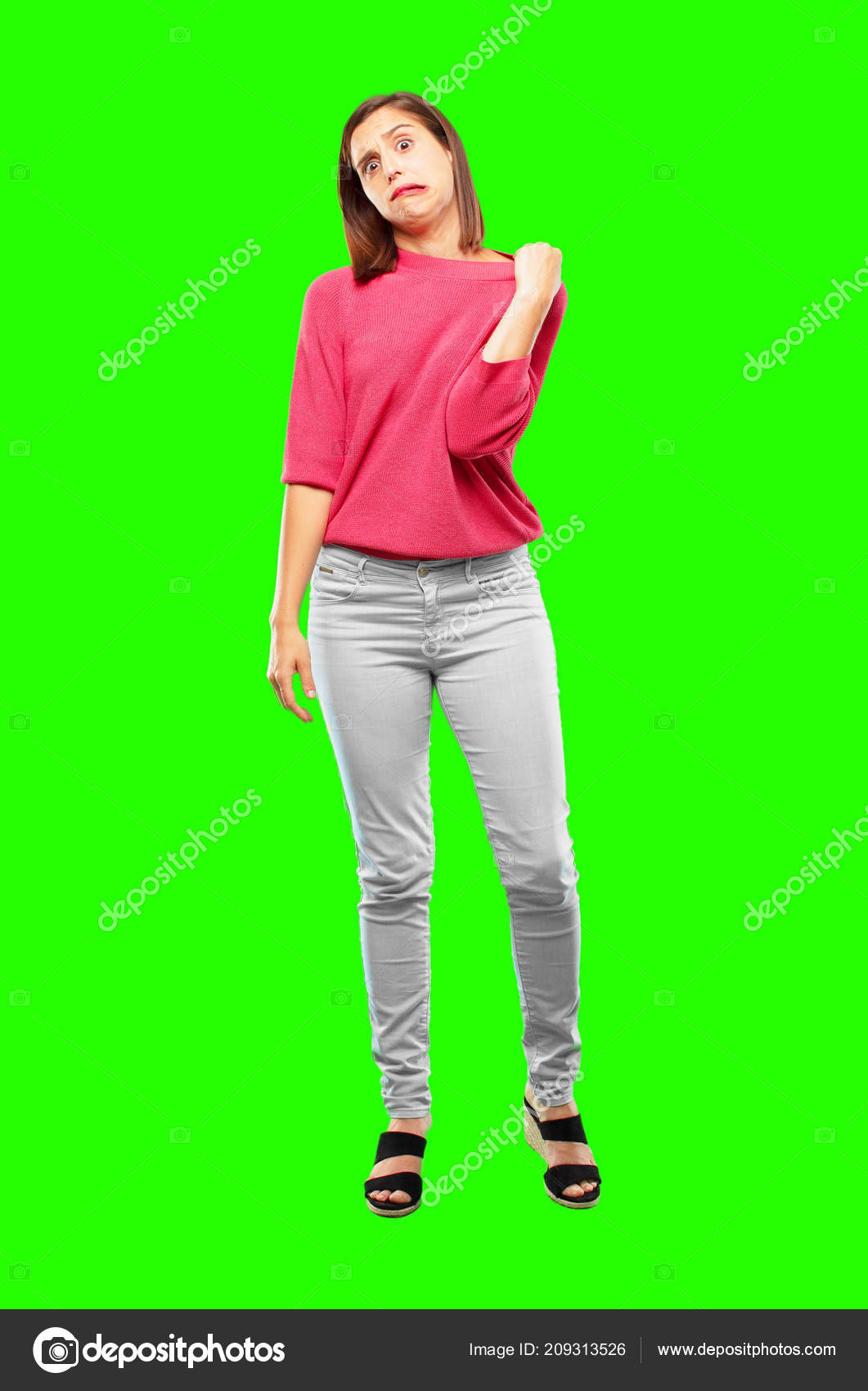 Young Woman Full Body Anxious Stressed Nervous Gesture Feeling Great ...