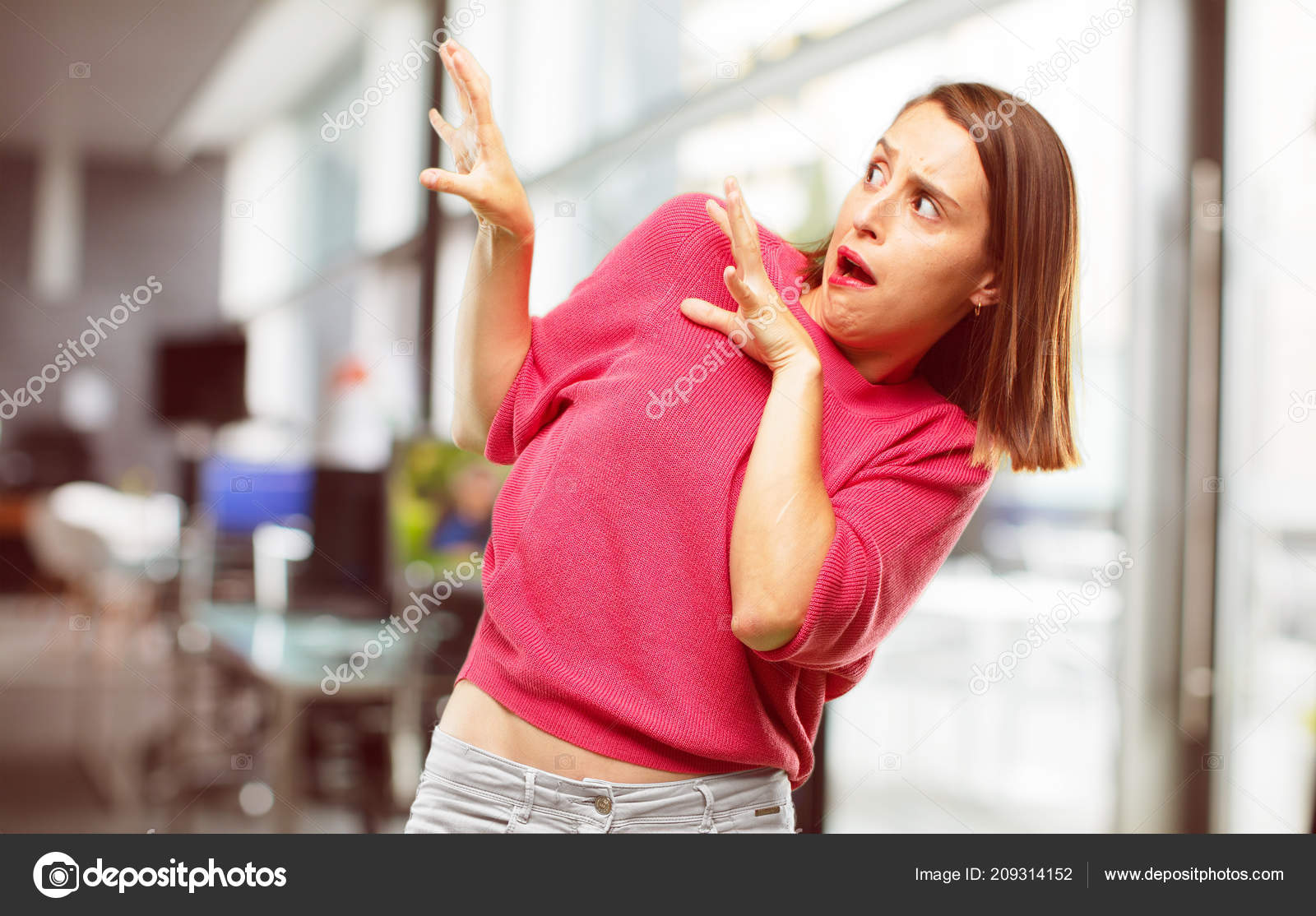 Scared Girl Looking Over Shoulder