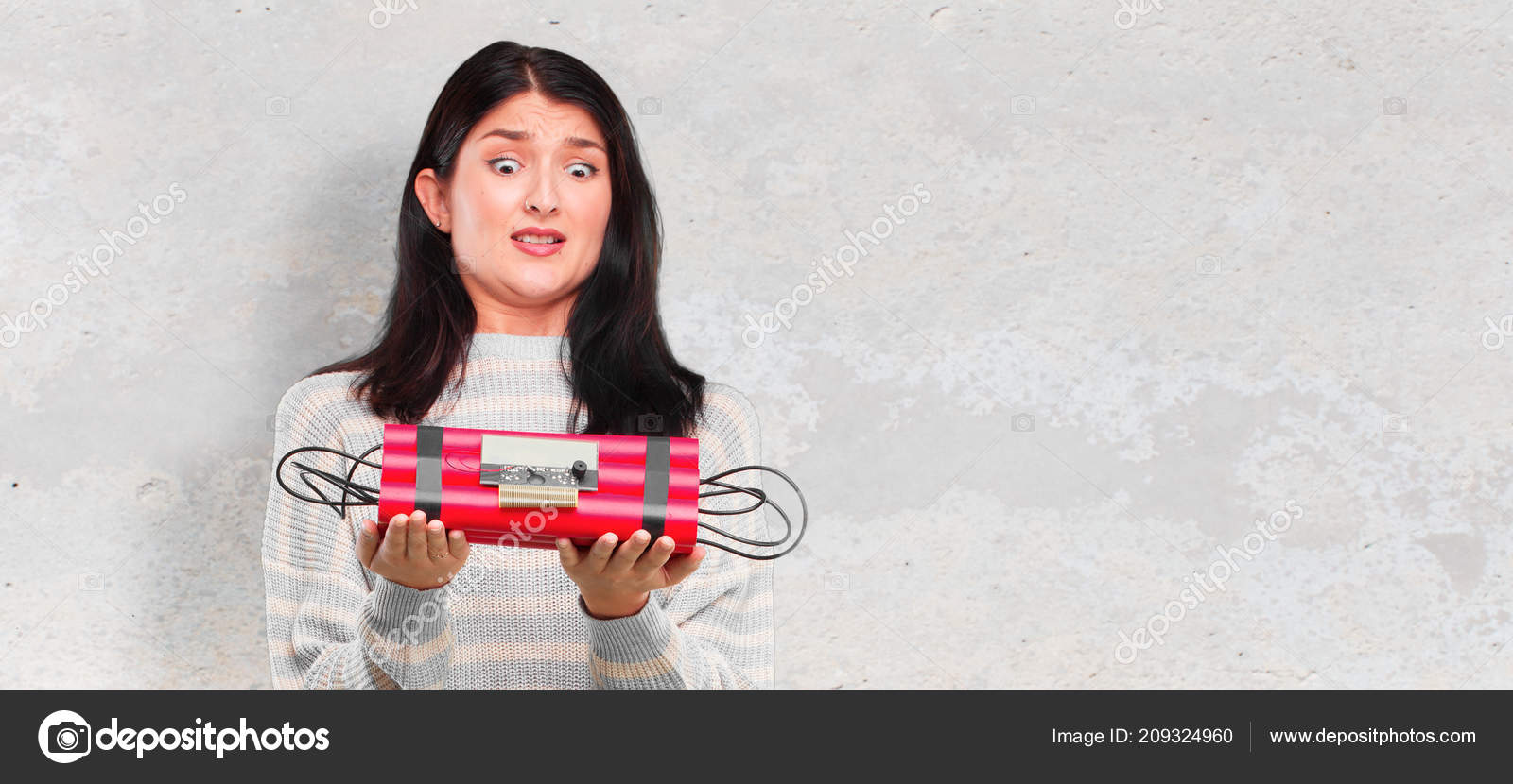 Young Pretty Woman Dynamite Bomb — Stock Photo © kues #209324960