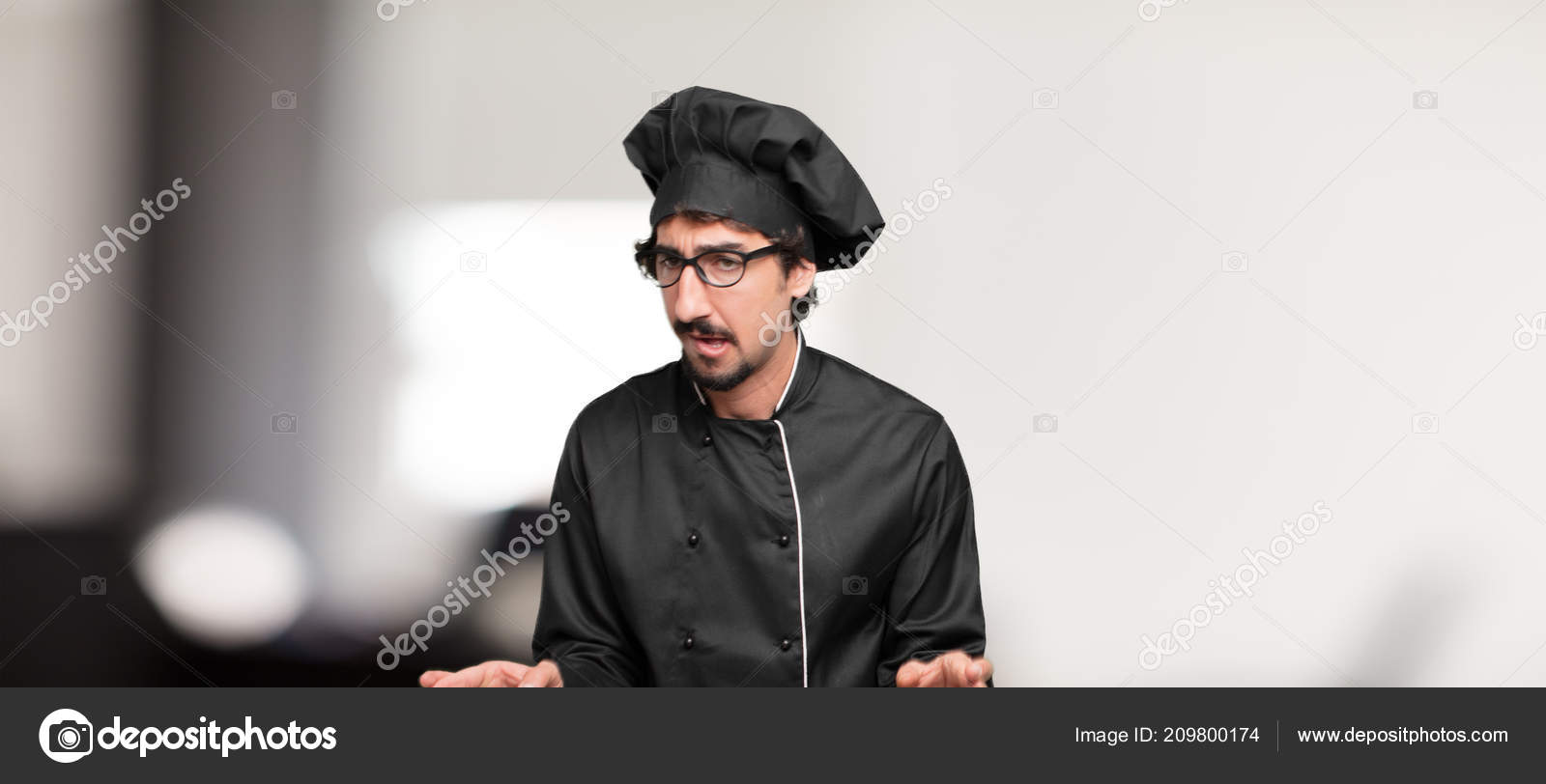 Young Man Chef Angry Aggressive Menacing Pose Ready Fight Showing ...
