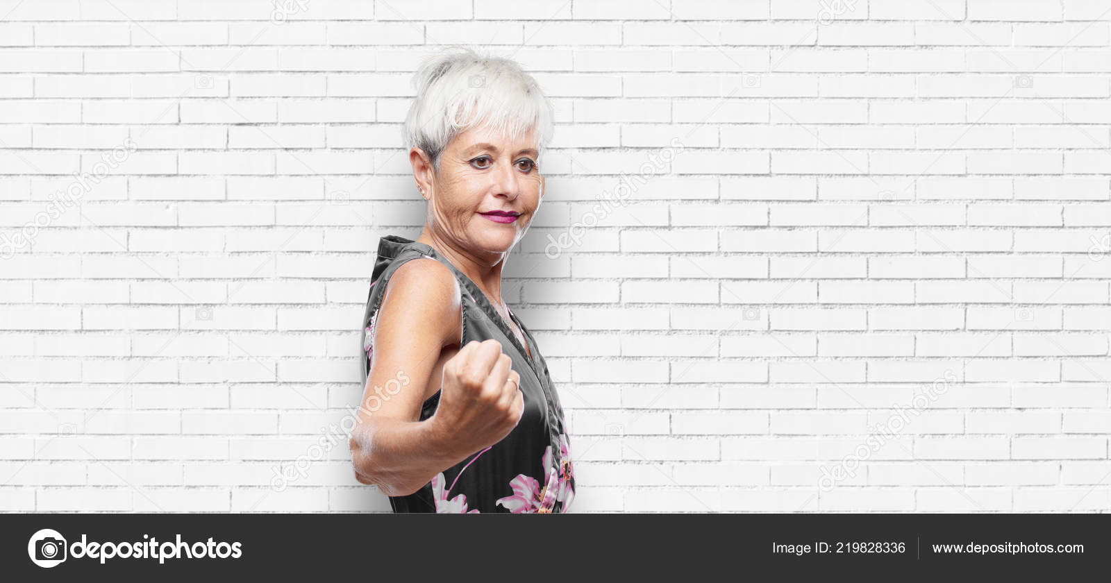Senior Cool Woman Angry Aggressive Menacing Pose Ready Fight Showing ...