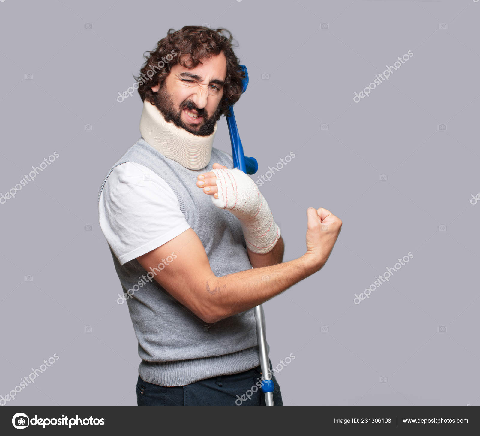 Young Man Broken Bones Injury Victim Accident Concept — Stock Photo ...