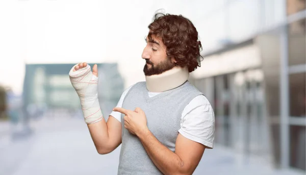 Young Man Broken Bones Injury Victim Accident Concept — Stock Photo ...